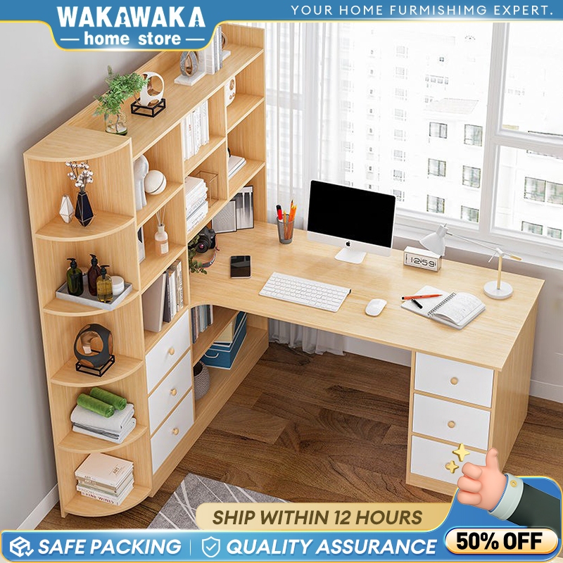 [Shipping Discount] Study Table with Drawer and Shelves Study Desk Table Study Table with Book ...