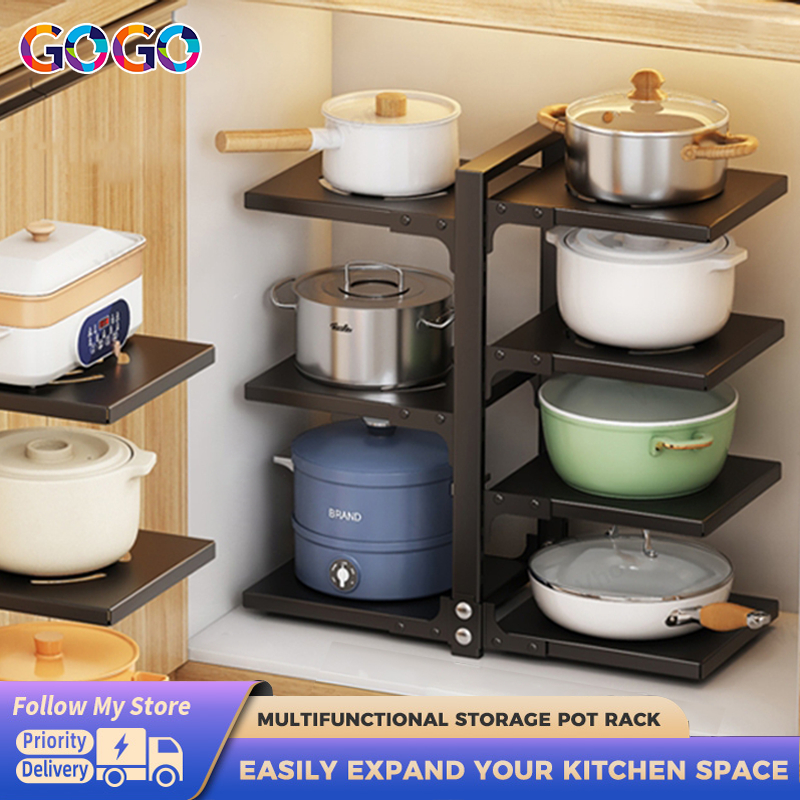 Multipurpose Kitchen Rack Kitchen Pan Organizer Pot Rack Adjustable ...