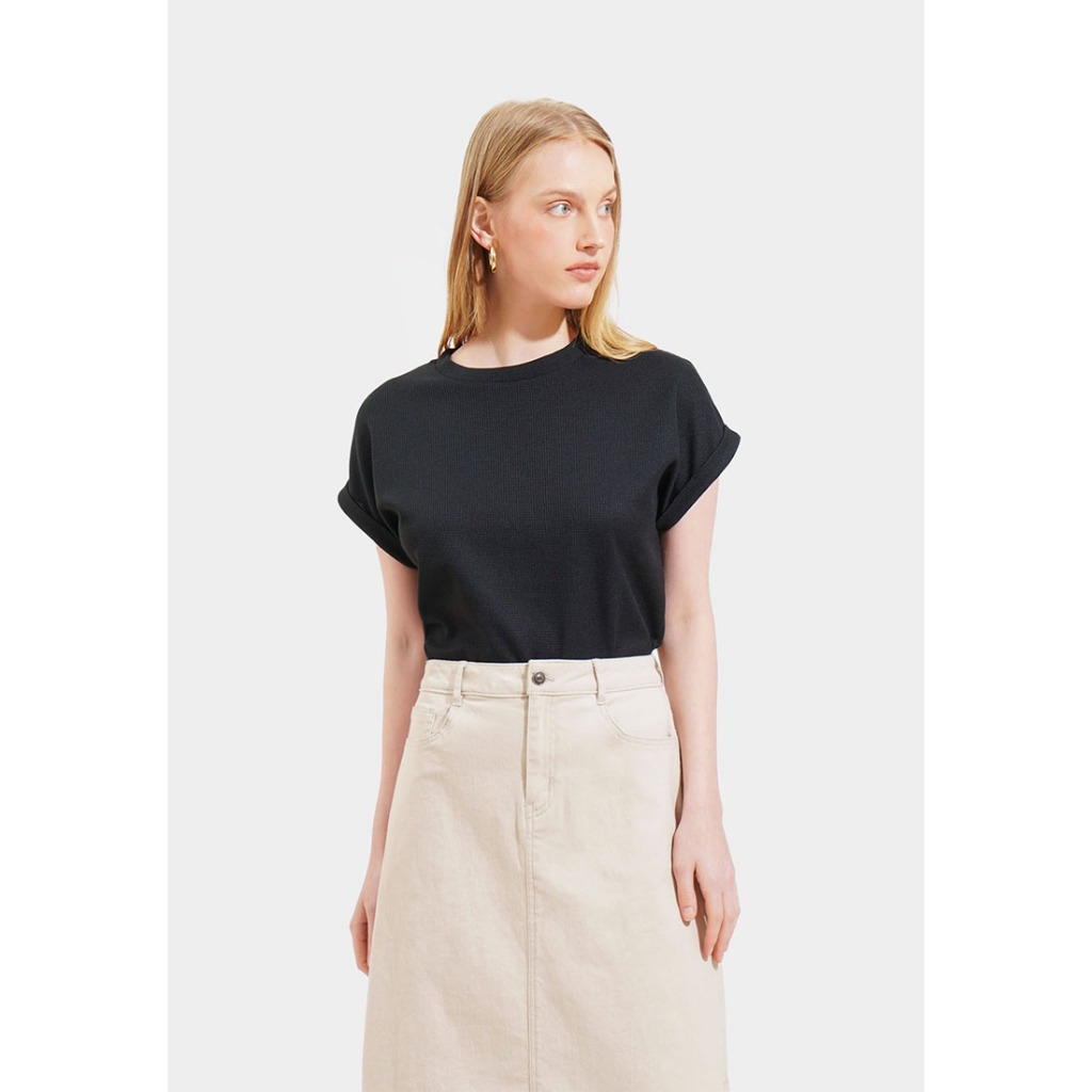 ForMe Extended Sleeves Tee T-Shirt For Women (Black/Cream) | Shopee ...
