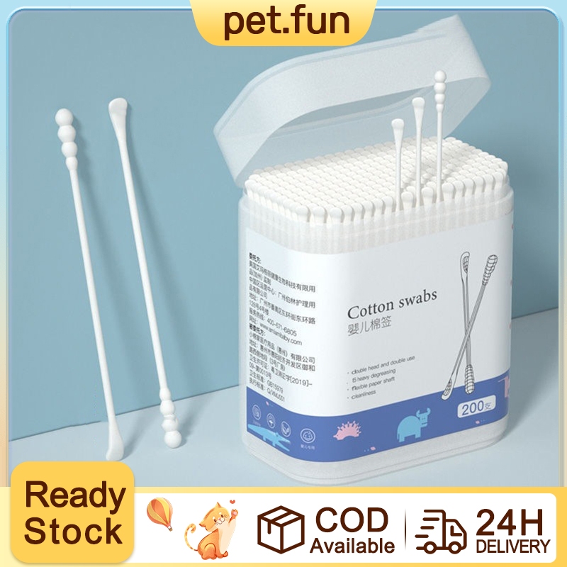 Cotton Swab 200pcs Double-headed Baby Cotton Swab Disposable Tipped ...