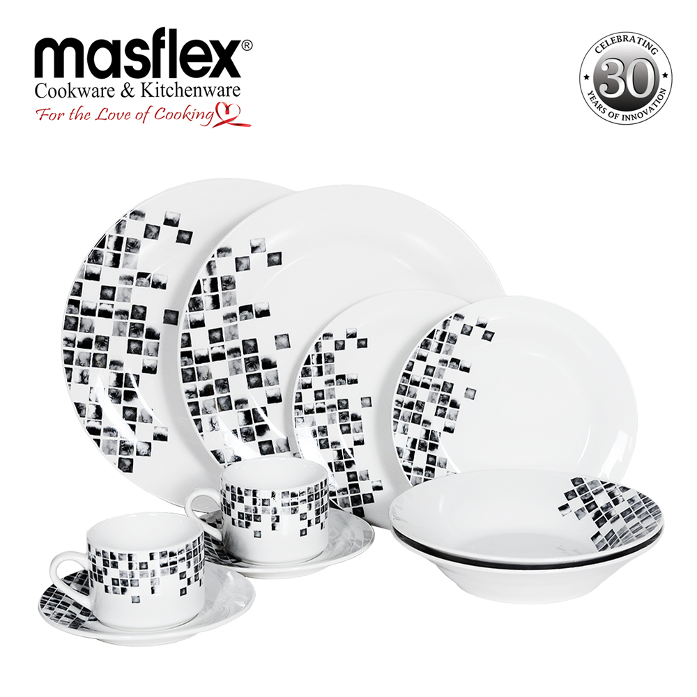 MASFLEX 10 PIECE MONOCHROME DINNERWARE SET | Shopee Philippines