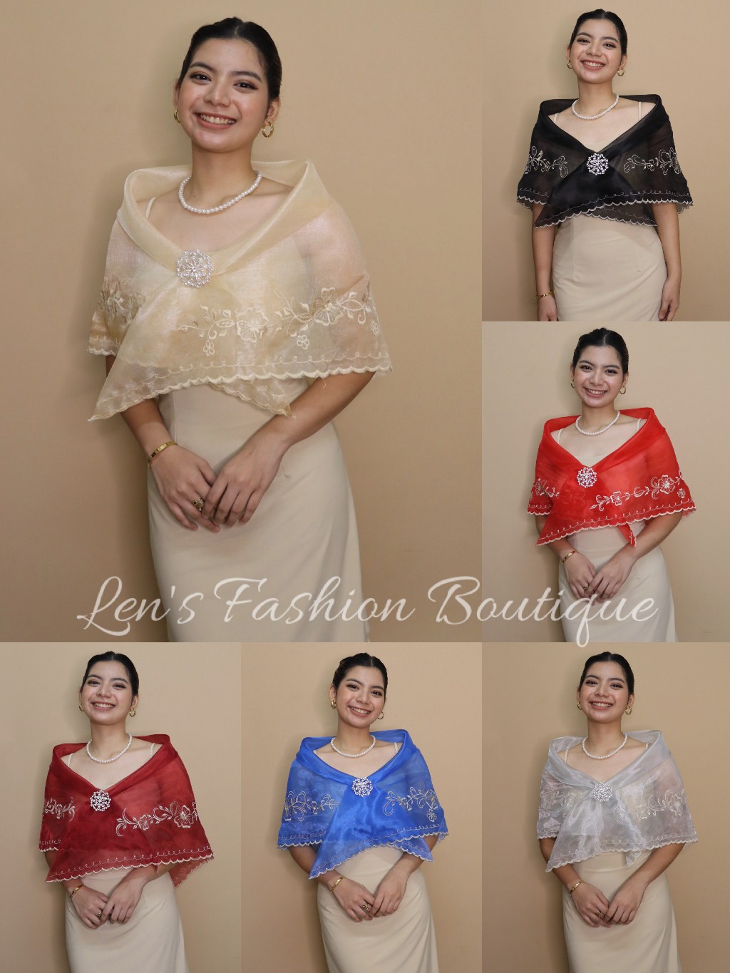 MODERN FILIPINIANA ALAMPAY (EMBROIDERED)- BROOCH NOT INCLUDED | Shopee ...