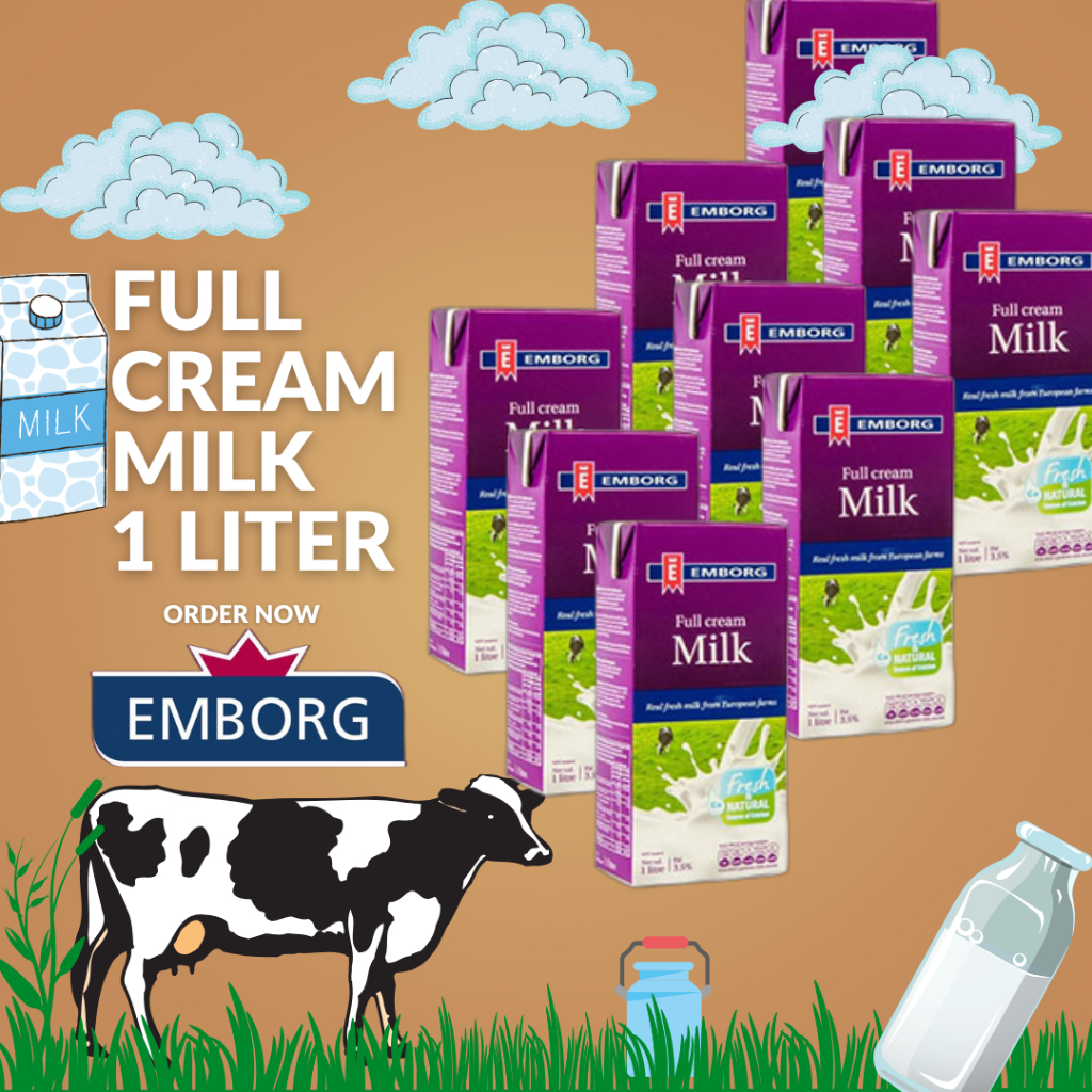 EMBORG UHT Full Cream Milk 1L Pack 9 - Creamy & Nutritious Dairy ...