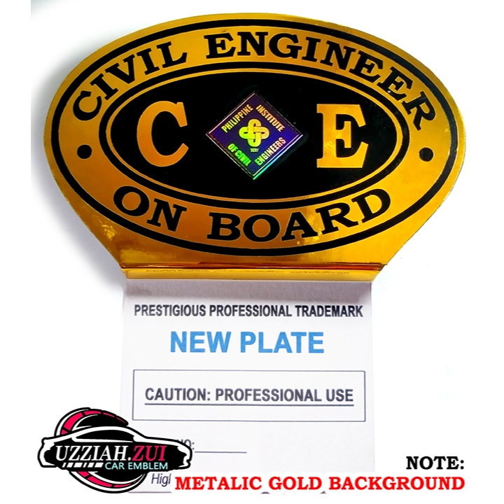 CIVIL ENGINEER CAR EMBLEM BLACK/METALLIC GOLD BACKGROUND | Shopee ...