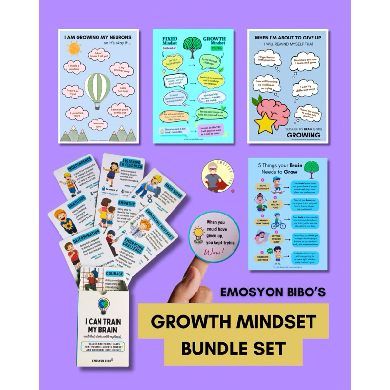Growth Mindset Set - Educational Learning Tools, Learning Chart for ...