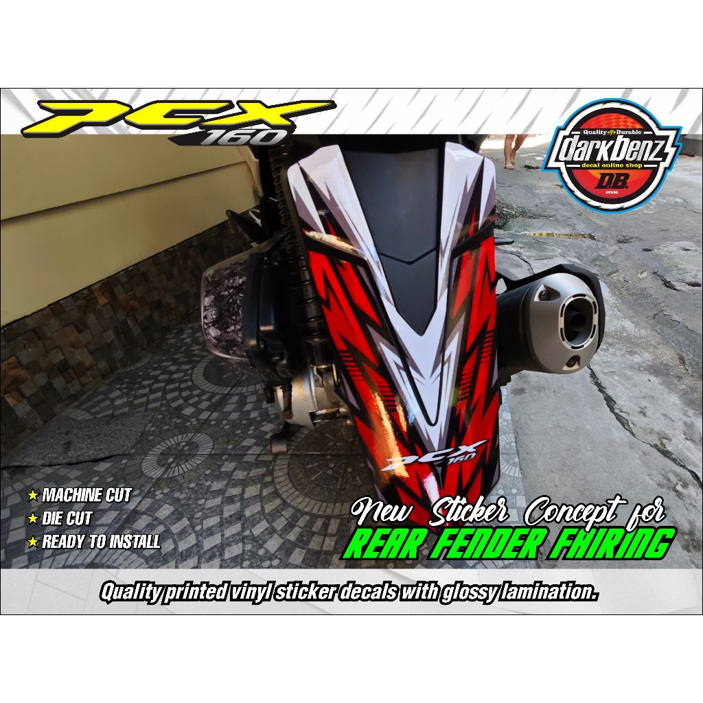 Honda PCX 160 New Concept Design Printed Sticker Decals for Rear Fender ...