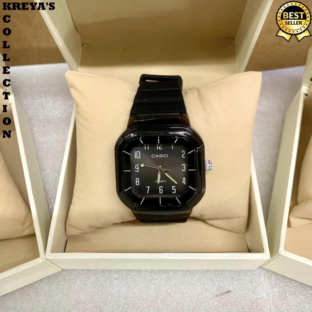 Casio Pattern illusion Analog Numerical Square All Black FKM Rubber ...