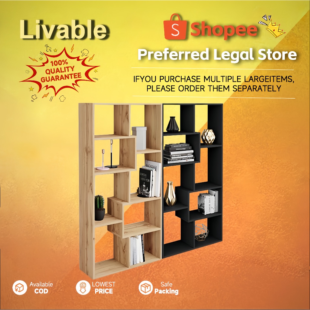 LIVABLE Bookshelf Living Room Decorative Shelf Bookshelf ...