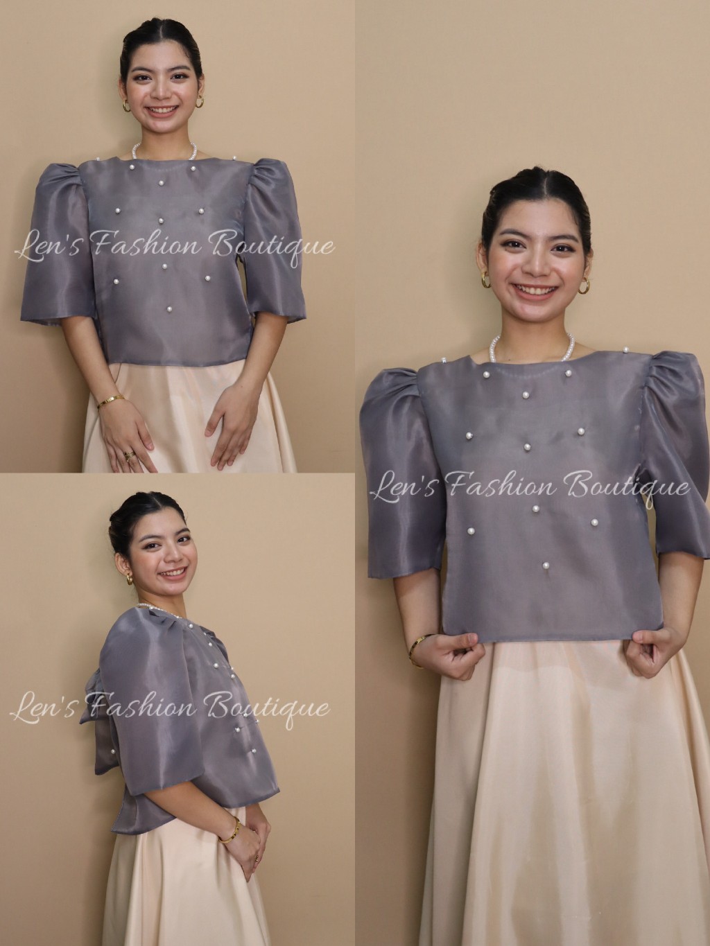 Modern Filipiniana Kimona Top w/ Pearls | Shopee Philippines