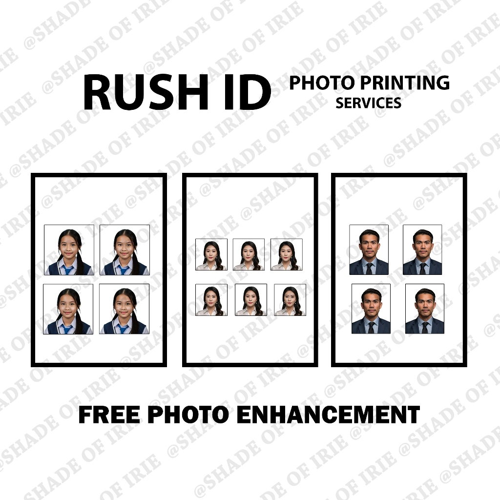 RUSH ID PHOTO PRINTING, PHOTO PAPER( 1x1 2x2 & passport size) | Shopee ...