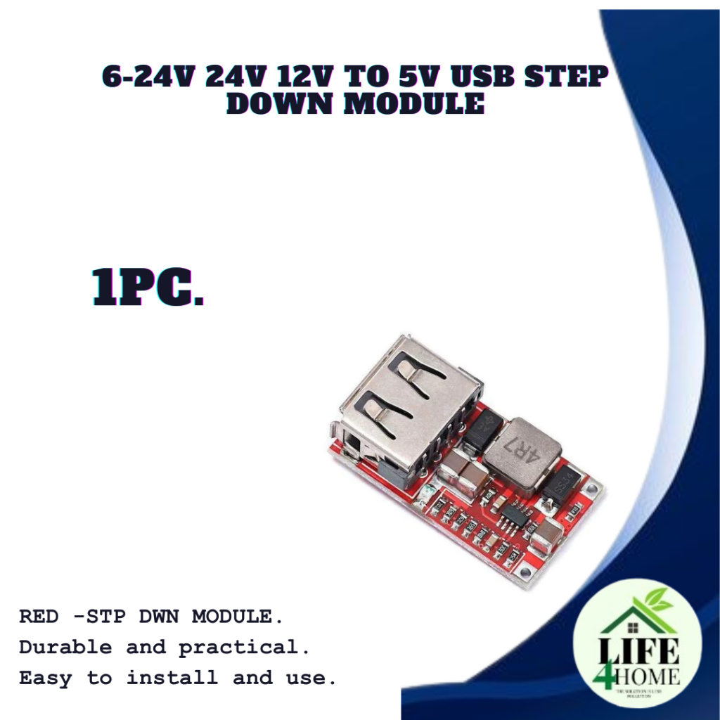 6-24V 24V 12V to 5V USB Step Down Module DC Phone Charger Car Power ...