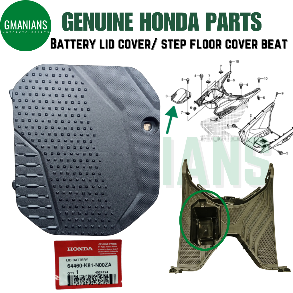 Original Battery Lid Cover Beat Fi V2 (Step floor Cover) 64460-K81 ...