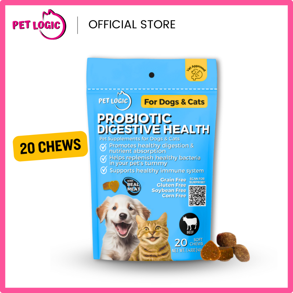 Pet Logic Probiotic Digestive Health 40g Dog & Cat Treats Supplement ...