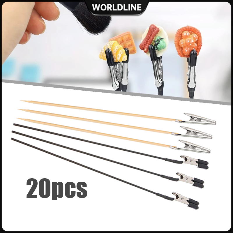 20pcs Metal Model Painting Alligator Clip With Wooden Stick 18cm Model ...