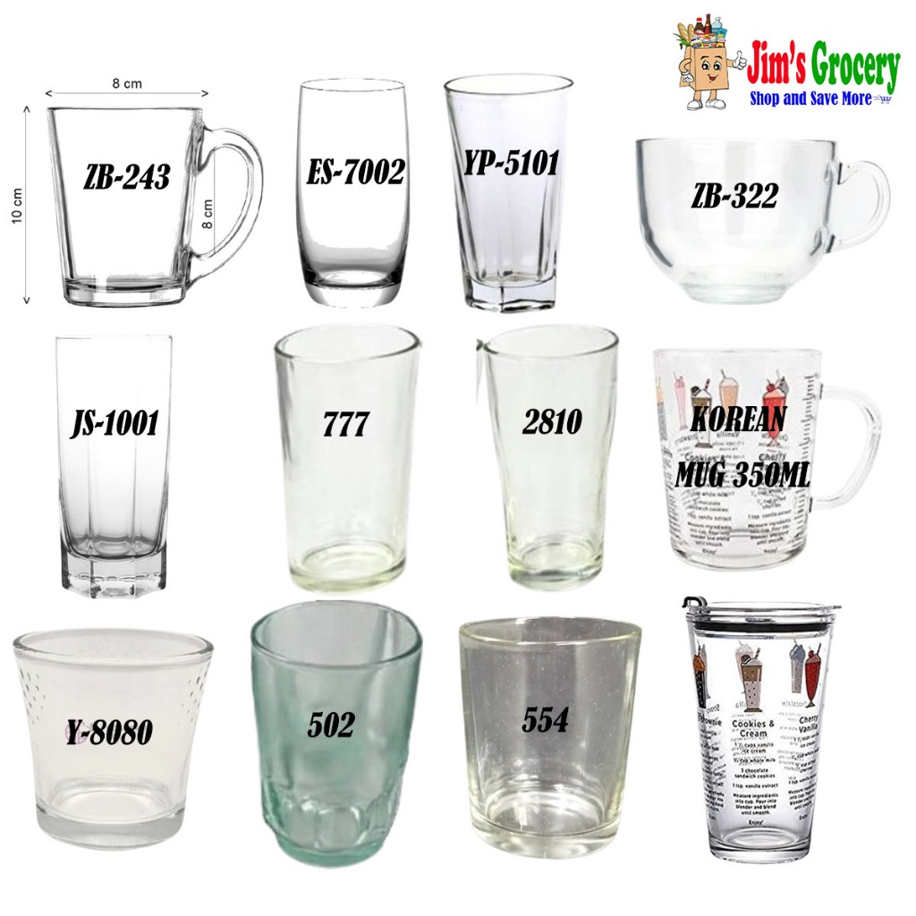 JIMS GLASSWARE SET TRANSPARENT DRINKING MUG/GLASS COFFEE BASO 6 PCS ...