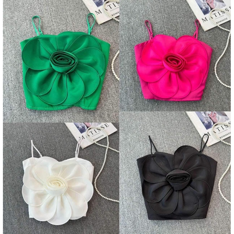 3D Flower top stretchable fabric | Shopee Philippines