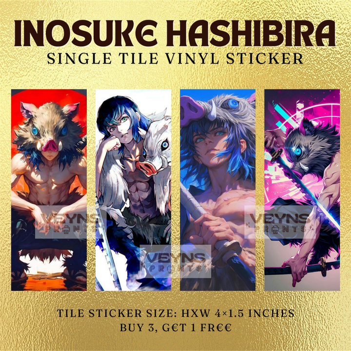 Demon Slayer: Inosuke Hashibira Matte Photo Tile Sticker - LAMINATED ...