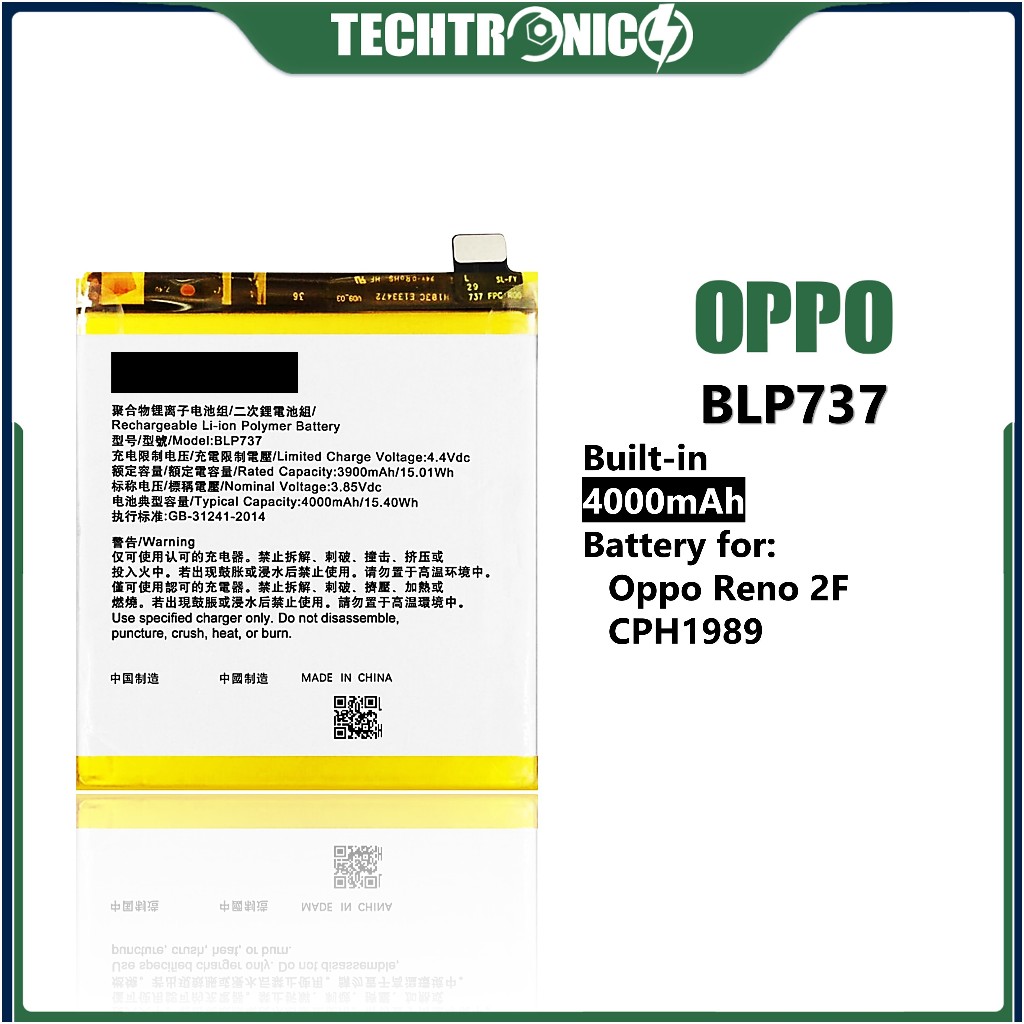 Battery BLP737 for Oppo Reno 2F CPH1989 4000mAh | Shopee Philippines