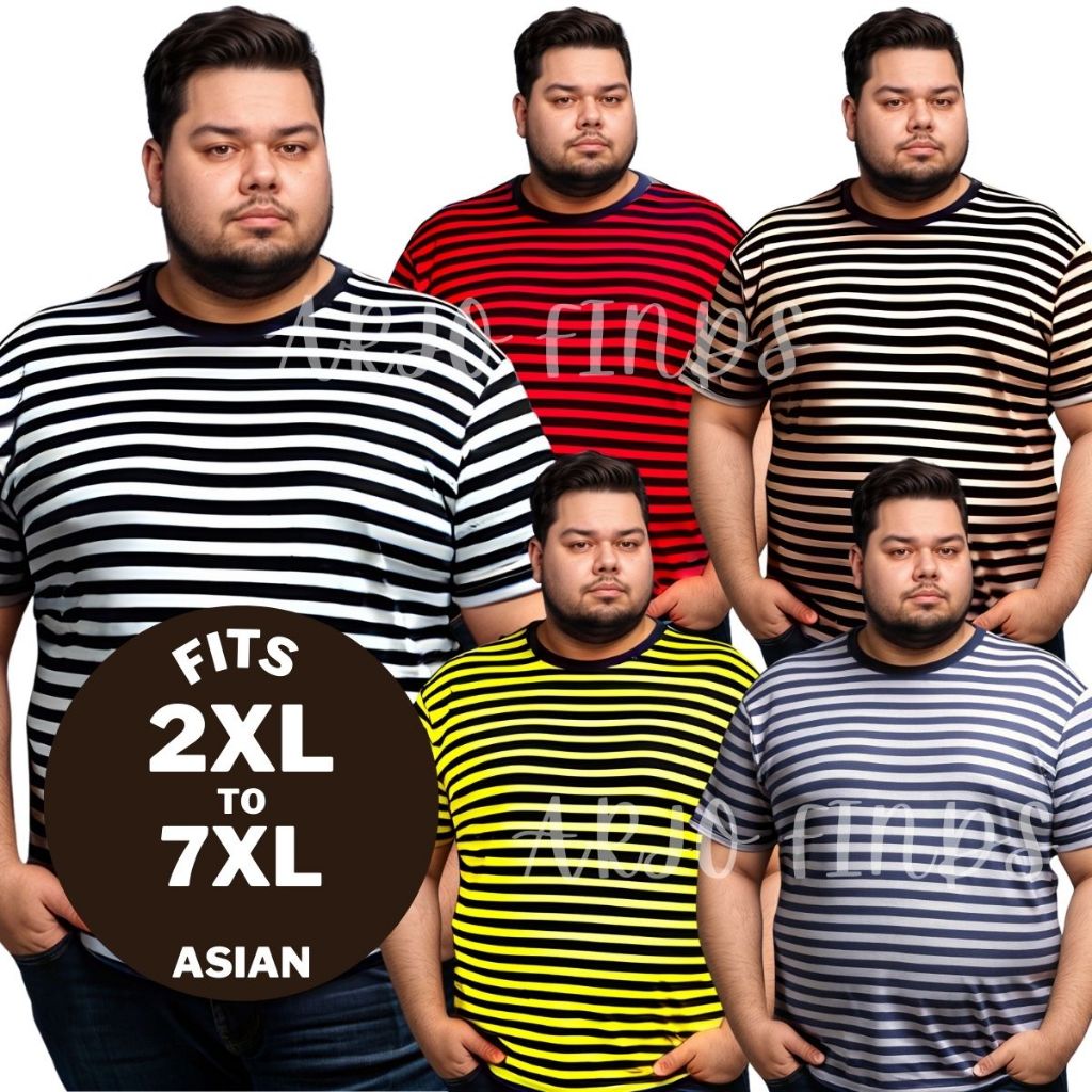 Plus Size Oversized Stripes T-Shirt | Unisex Comfortable & Trendy Printed Tee | 2XL-7XL | Shopee ...