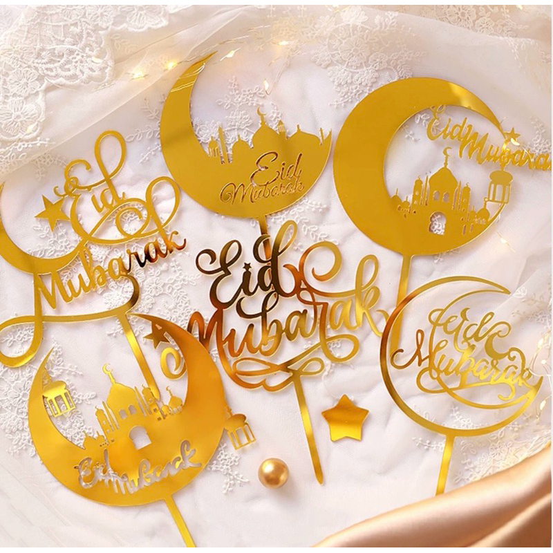 Eid Mubarak Ramadan gold acrylic cake topper in 4 designs | Shopee ...