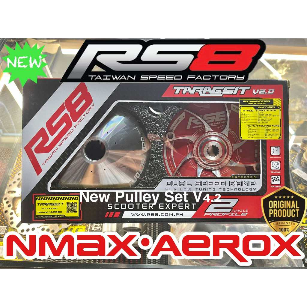 🇹🇼 NEW* RS8 PULLEY SET / CVT SET - NMAX / AEROX V4.2 - (RED) Legit TARAGSIT 2.0 PERFORMANCE 🇹🇼 ...