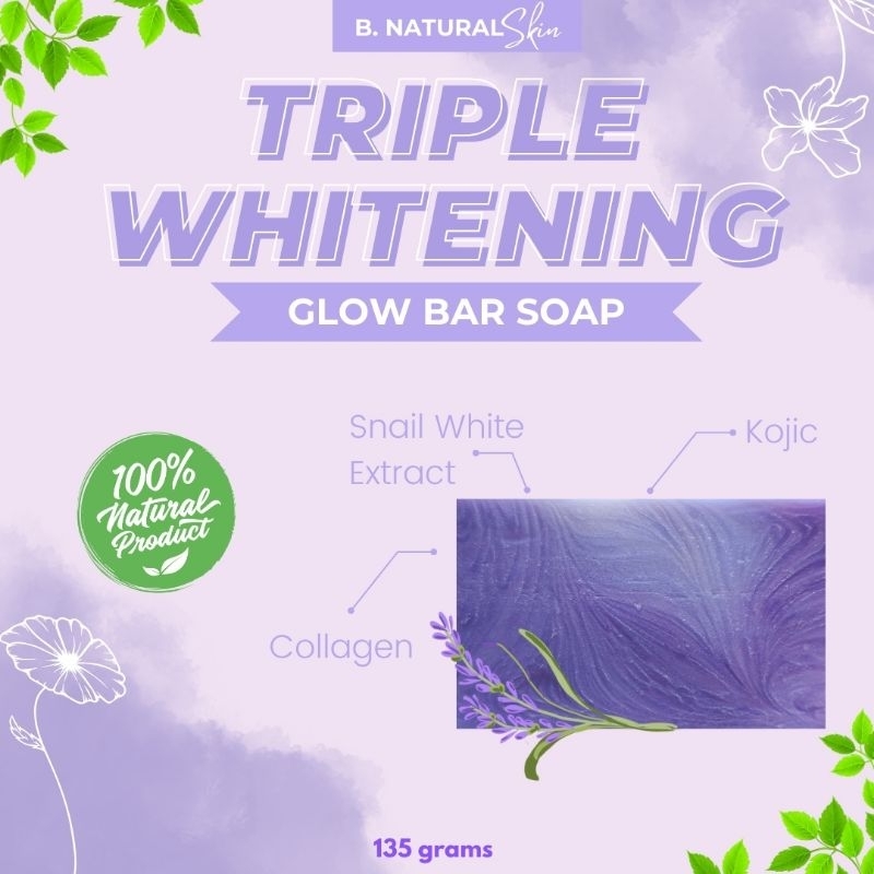 Triple Whitening Glow Bar Soap Plus 135 Grams with Kojic Collage and ...