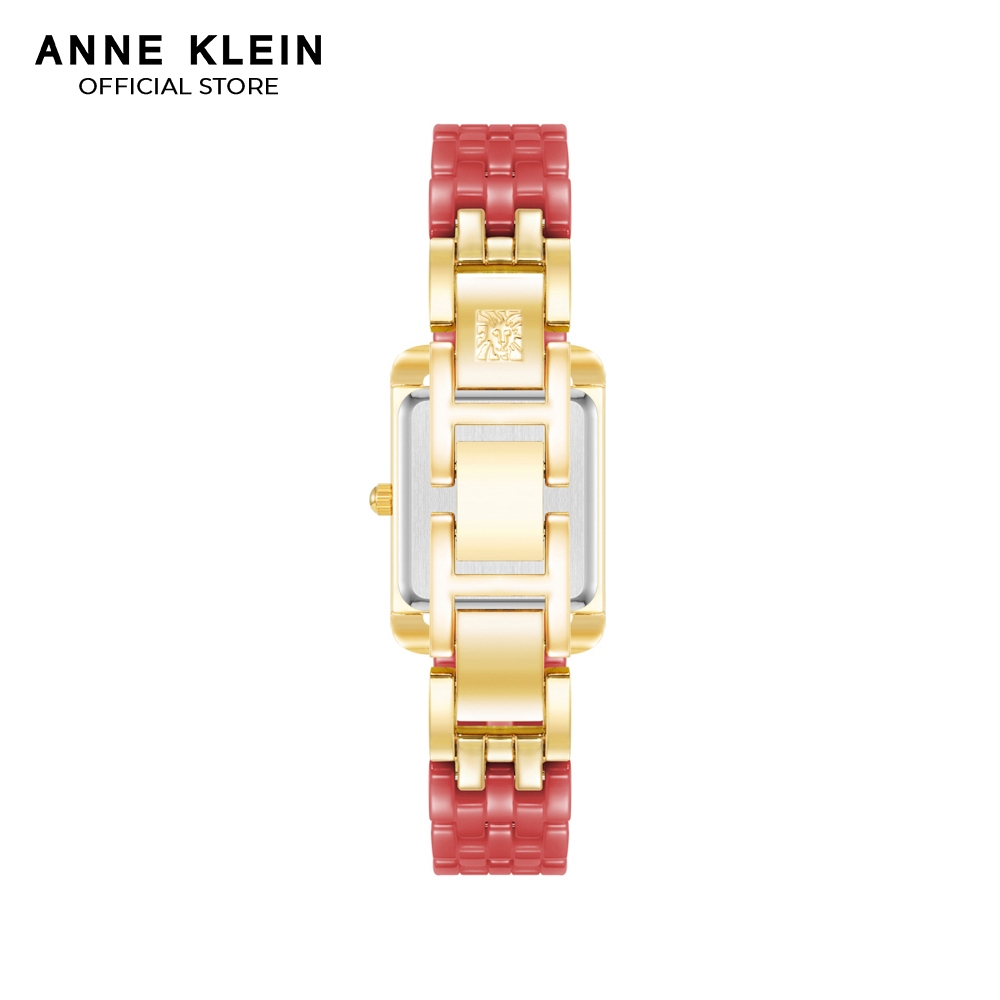 Anne Klein AK5022GPRD0000 Gold Rectangle Watch with Red Dial and Gold ...