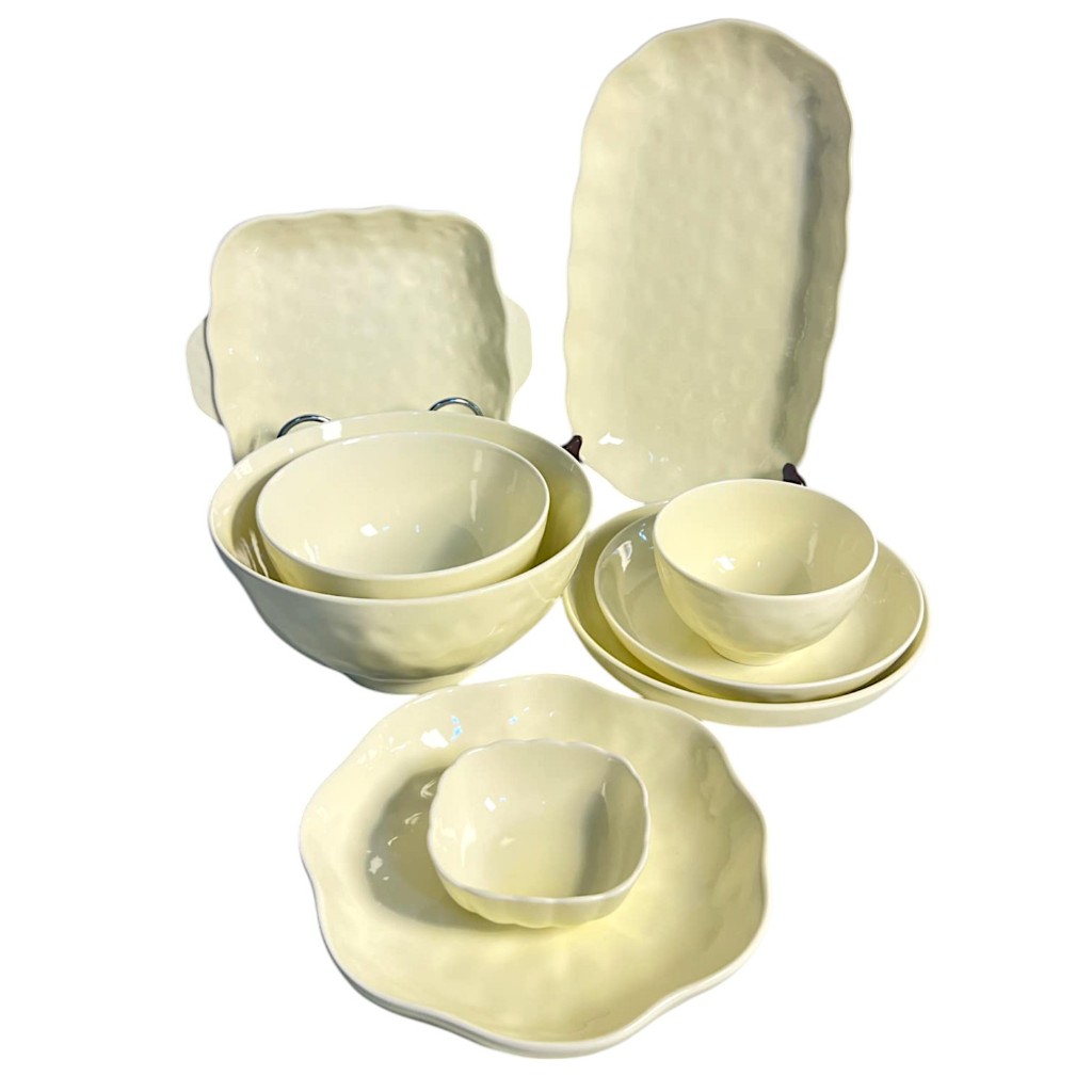 Light Green Cream Dinnerware Sets Bowls Plates Cups Ceramic plates per ...