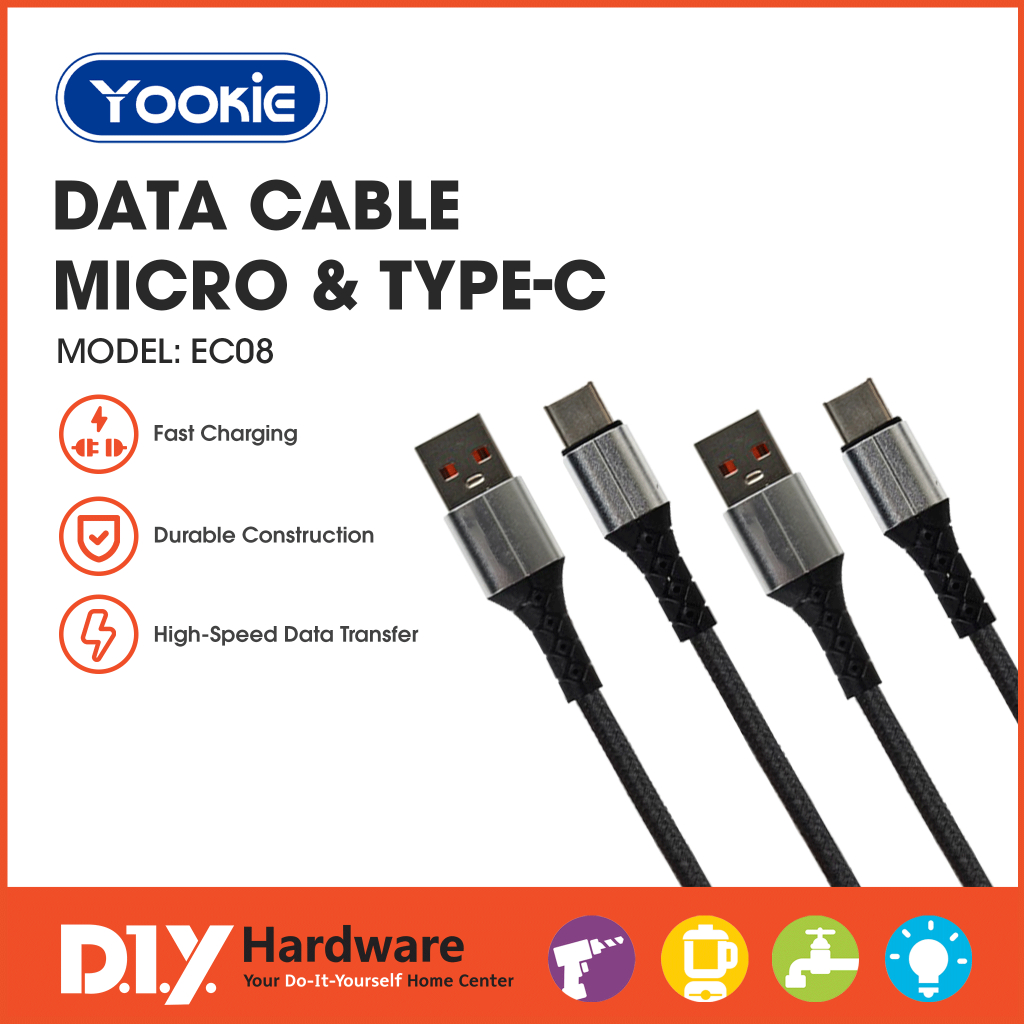 YOOKIE Data Cable Micro & Type C EC08 (White) | Shopee Philippines