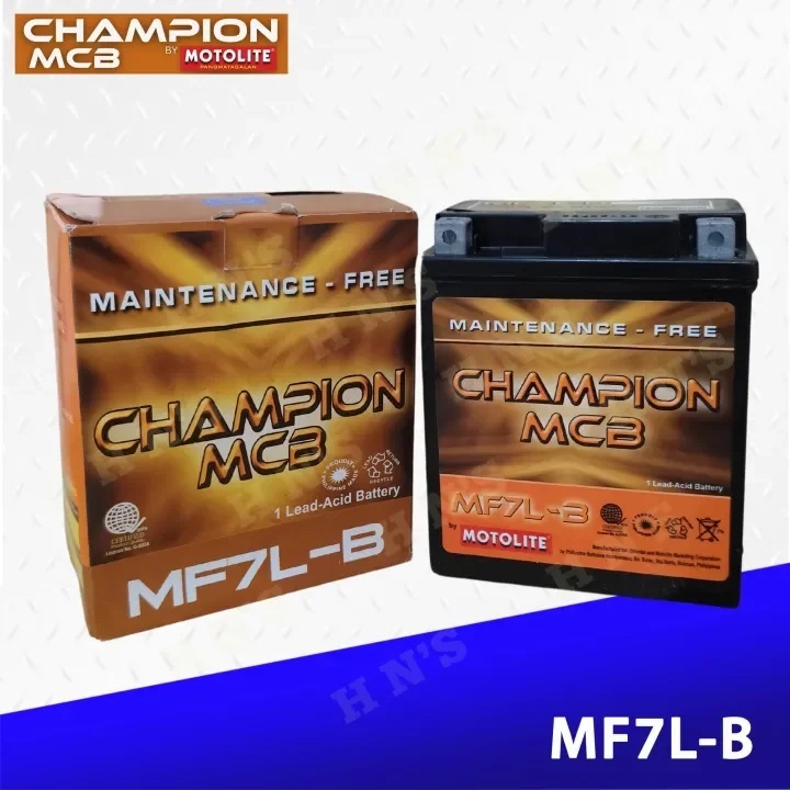 CHAMPION Motorcycle Battery MF7L-B for Honda TMX150 Supremo / PCX ...