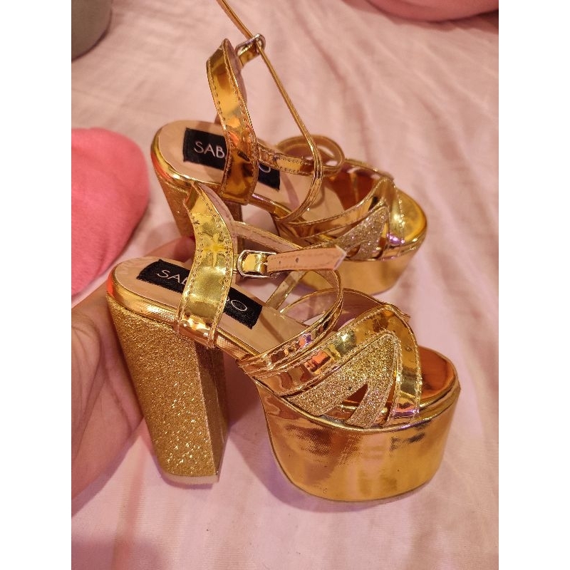 Gold and Glitter Pageant Heels in 5 inches | Shopee Philippines