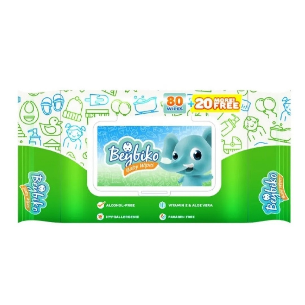 Beybiko Baby Wipes Powder Fresh Scent 80 sheets + 20 sheets | Shopee ...