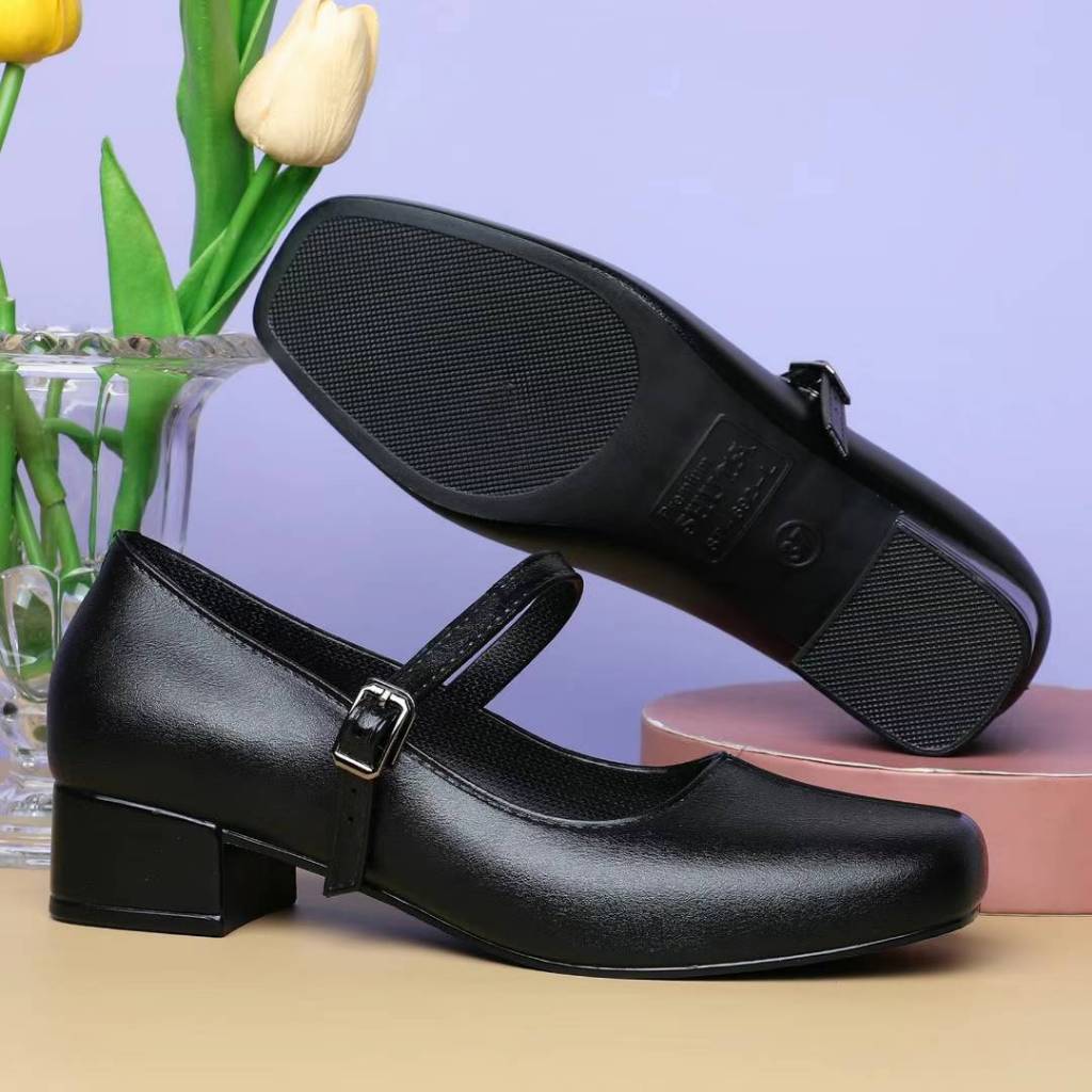 SHUTA (LJ692) Women's Black Mid-Heel Rubber Formal Shoes for Office and ...