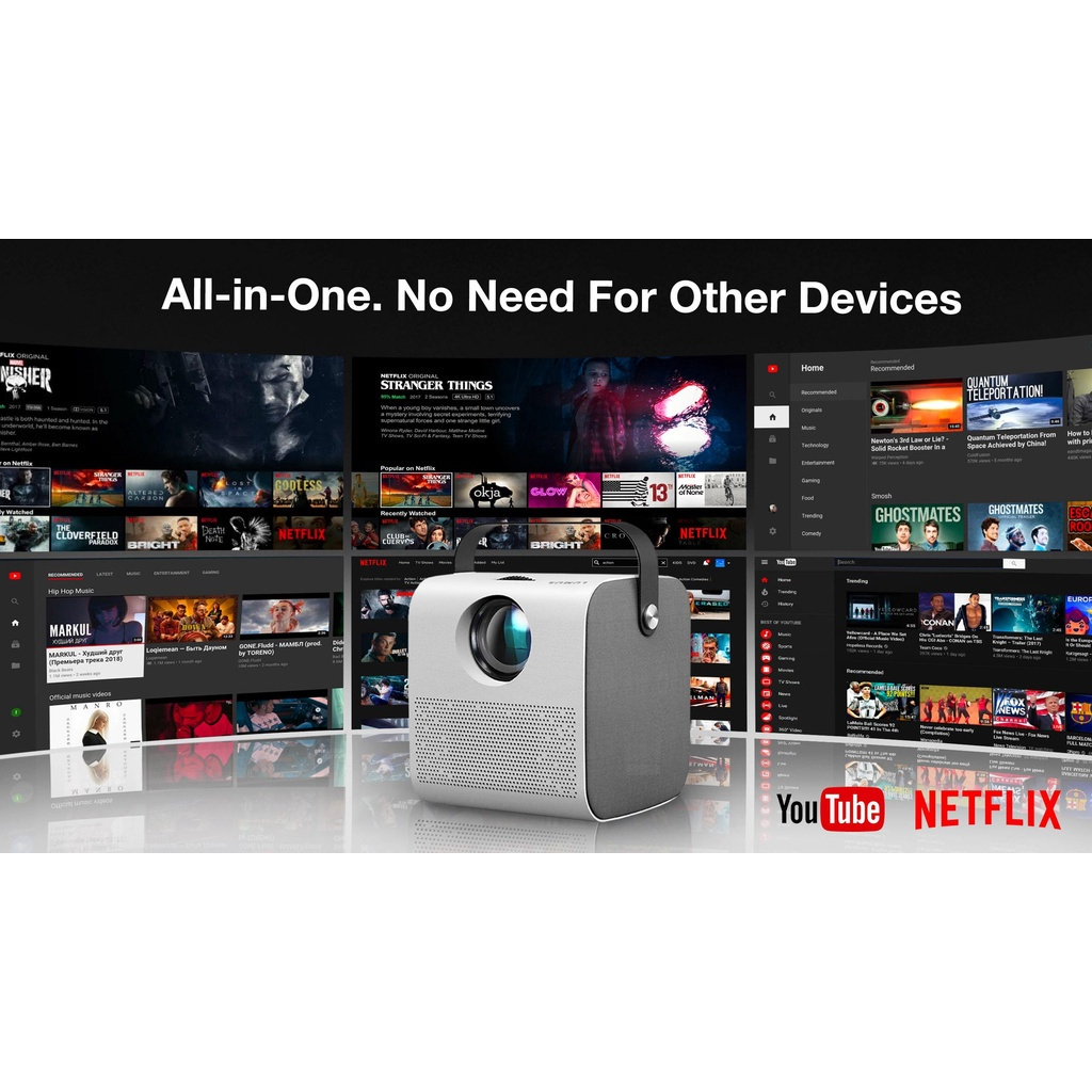 MONOZ Projector Q5 PLUS Full HD 1080P 4K Wi-Fi Home Cinema Projector ...