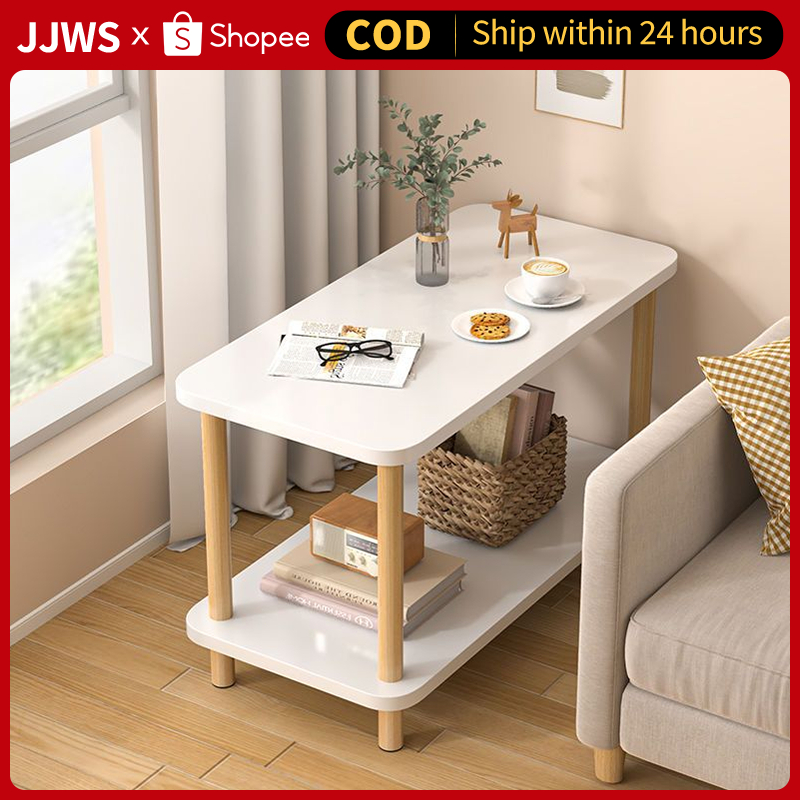 JJWS 2-layer Sofa Side Table Modern Beside Table Corner Table Wood ...