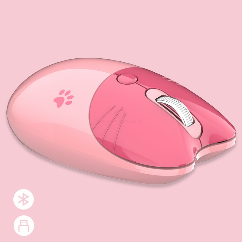 MOFII M3DM Kitty Cat Shape USB+Bluetooth Wireless Mouse Dual-Mode Mute ...