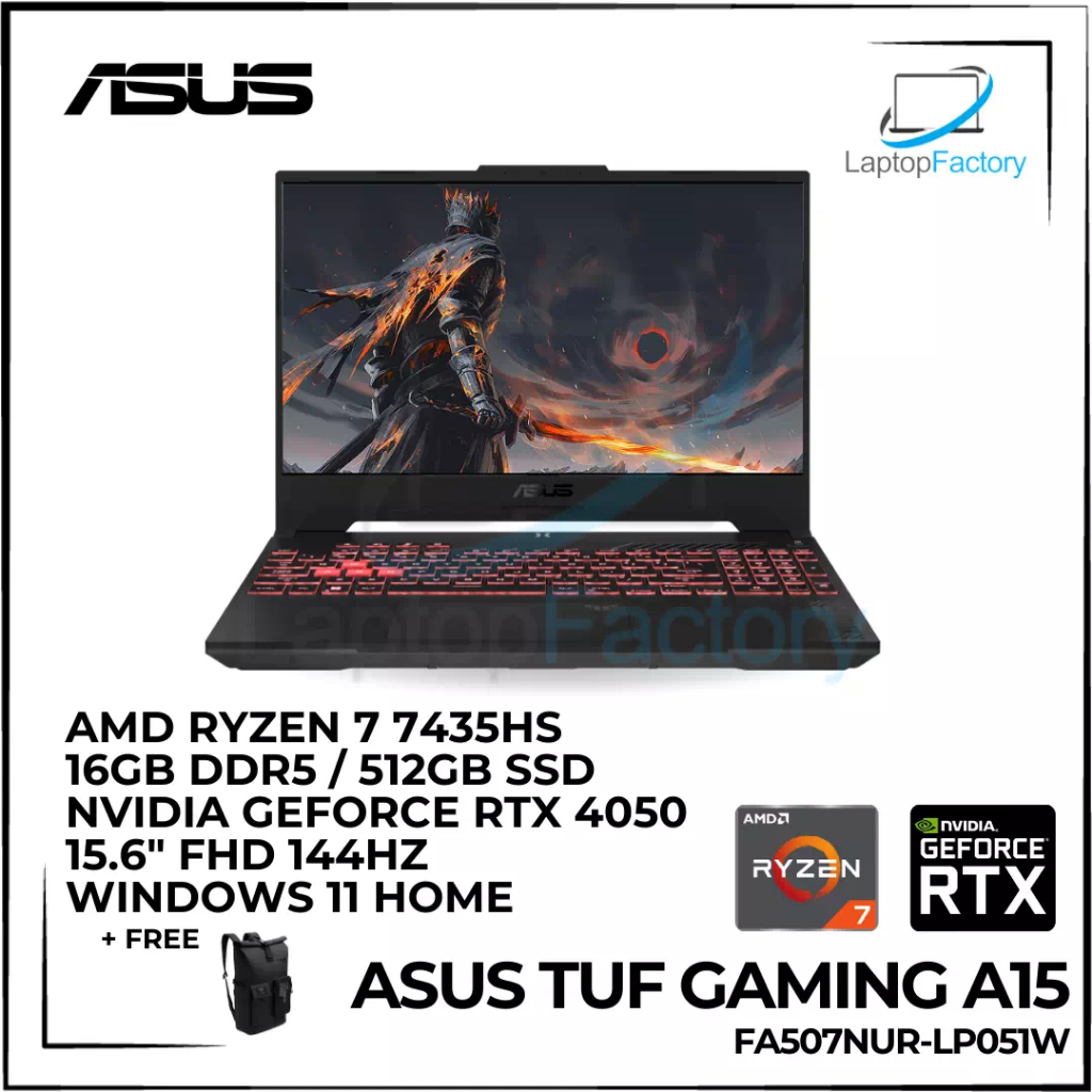 Asus TUF GAMING A15 FA507NUR-LP051W Ryzen 7 7435HS 16gb ram 512 SSD 15. ...