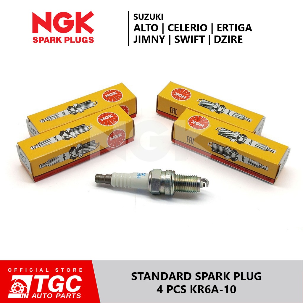 NGK Spark Plug Standard KR6A-10 for Suzuki Alto / Celerio / Ertiga / Jimny / Swift / Dzire 4Pcs ...