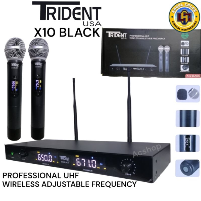 Trident USA X10 BLACK Professional Updated UHF Wireless Microphone ...
