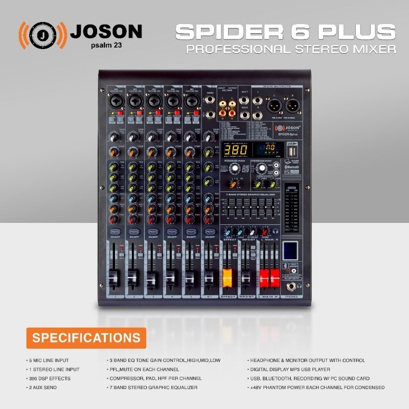 Joson Spider 6 PLUS Professional Audio Mixer (6 Channel) | Shopee ...