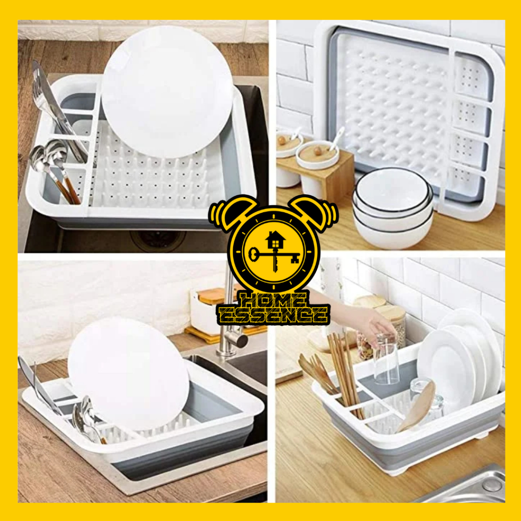 Home Essence - Foldable Collapsible Kitchen Dish Rack Storage Easy To ...