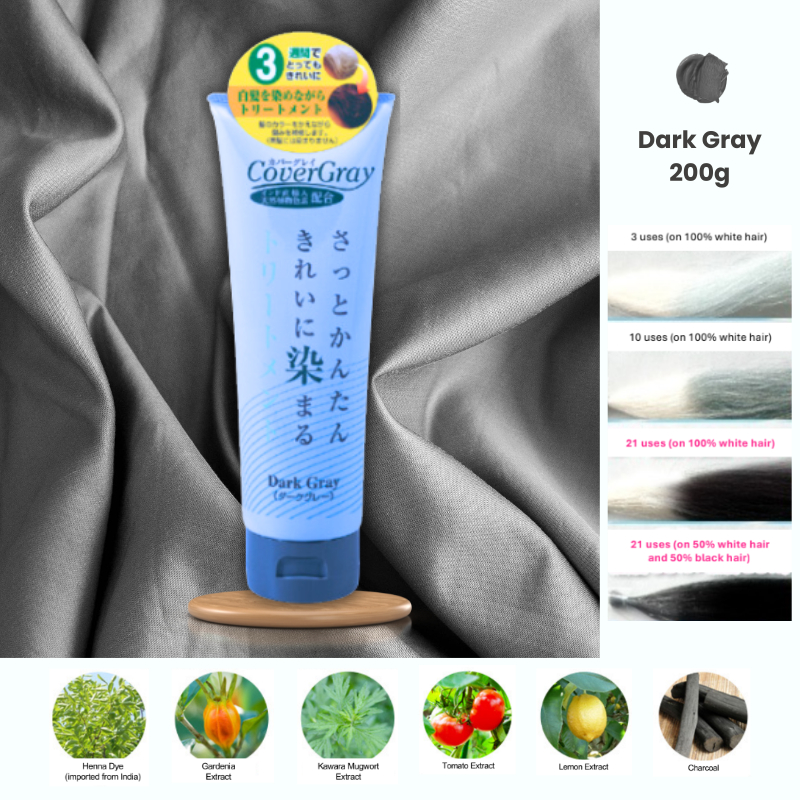 Cover Gray Hair Dye Paste Treatment for Graying Hair - Dark Gray 240g ...