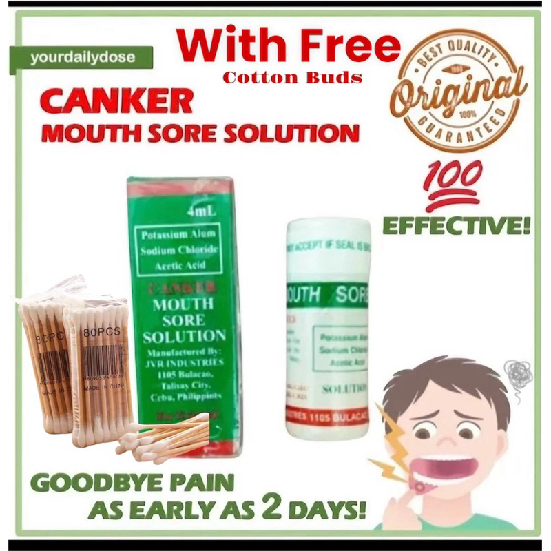 Canker Mouth Sore Solution 4ml(WITH COTTON BUDS) | Shopee Philippines