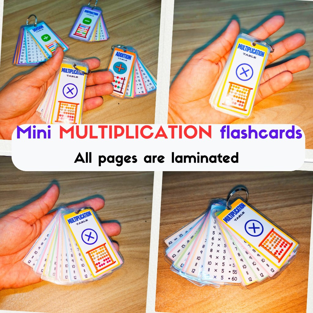 Multiplication flashcards mini educational laminated for kids all pages ...