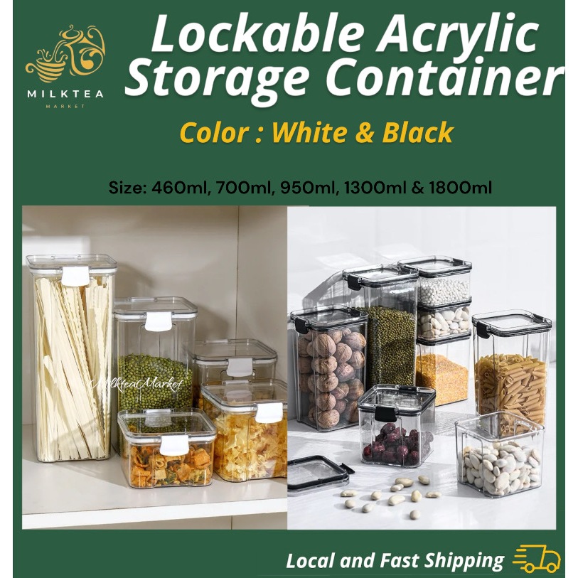 Transparent Whole Grain Lockable Storage Box Kitchen Plastic Container ...