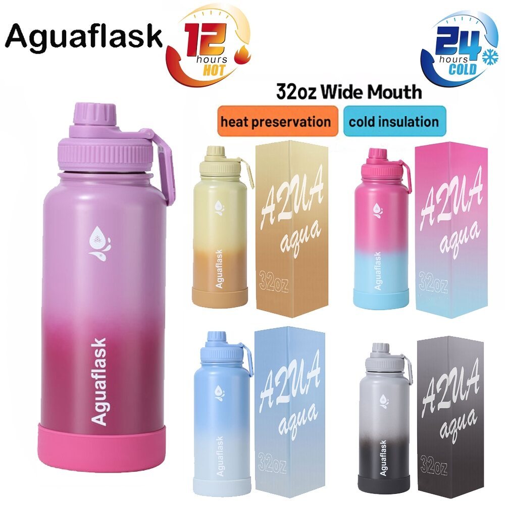 Aguaflask (32oz) Wide Mouth with Spout Lid Vacuum Insulated ...