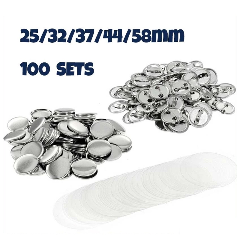 100Pcs 25/32/37/44/58mm Metal back DIY Badge Button Pins Blank Raw Material pins buttons badges ...