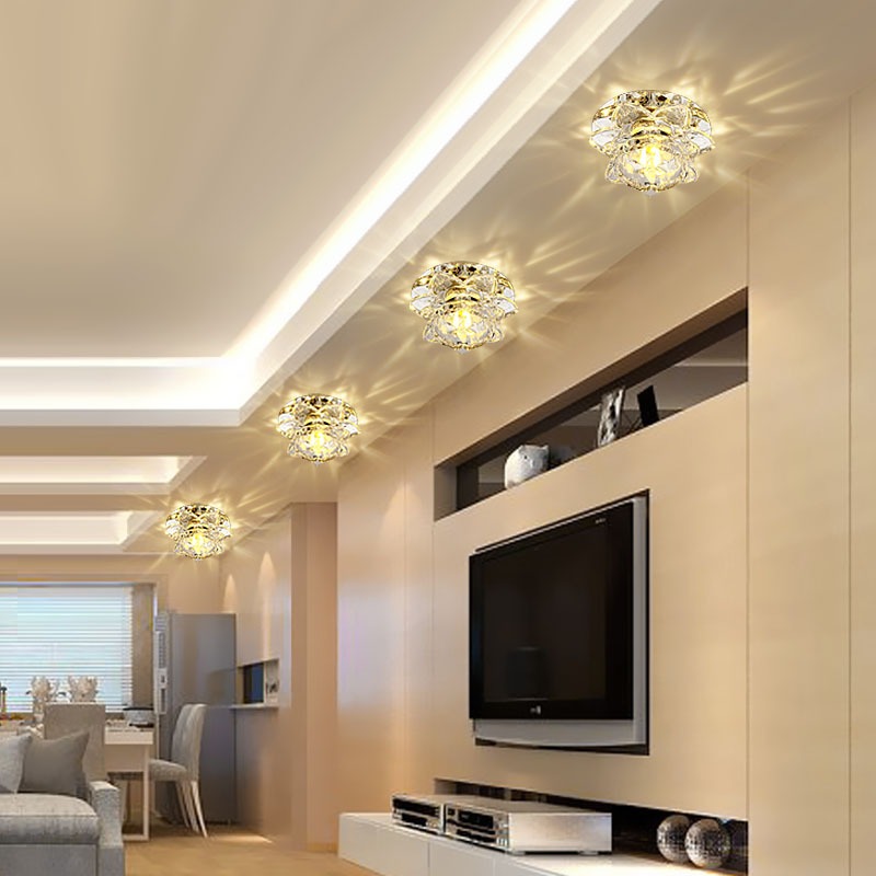 LED ceiling light crystal living room ceiling hole light 3W TV ...