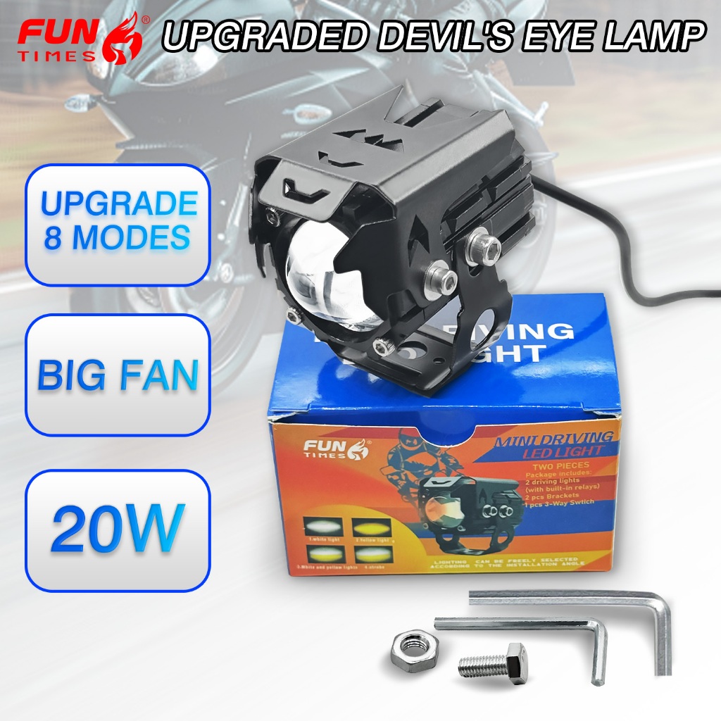 2PCS Mini Driving Light Upgraded Devil's Eye 20W with Colorful LED ...