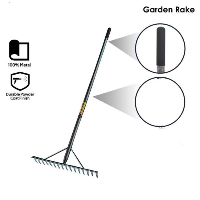 ALL METAL Garden Rake 14 Tines for Gardening 120cm Heavy Duty KALAYKAY ...